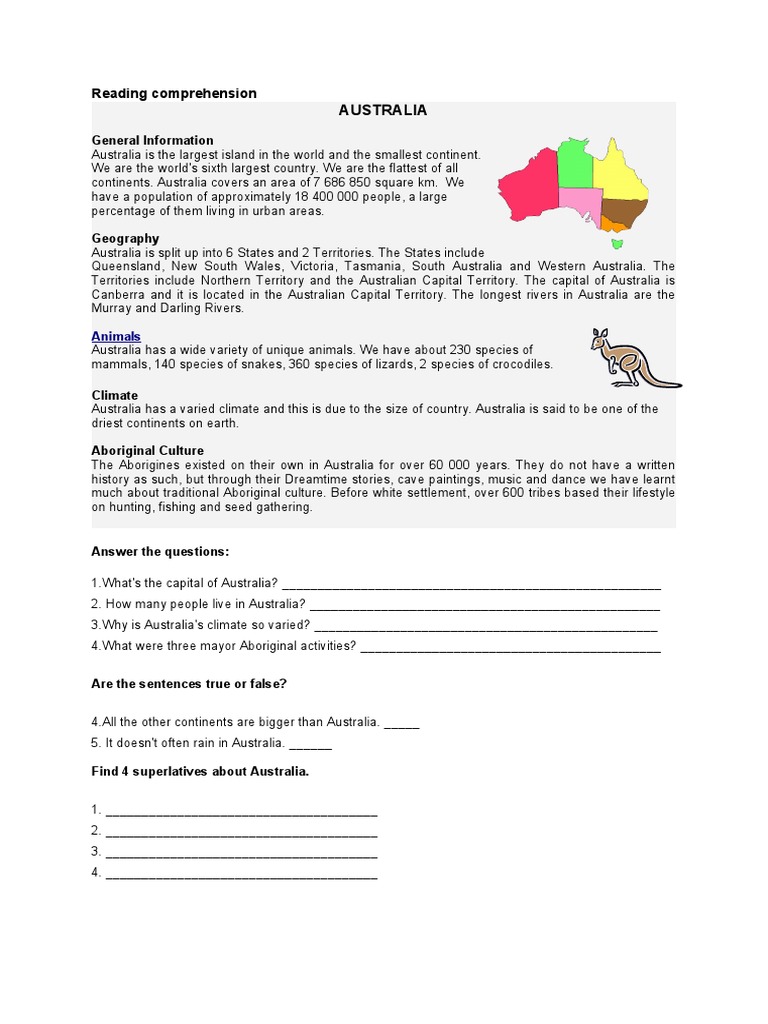 Australia Reading Compreh | PDF