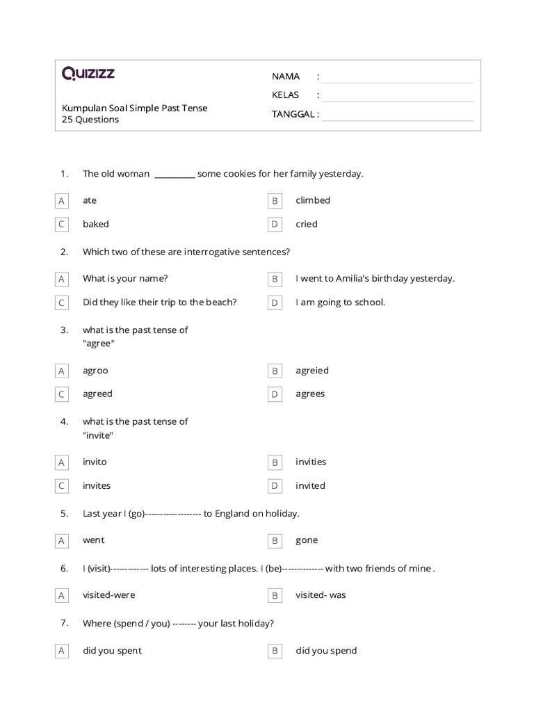 Simple Past Tense Quiz | PDF