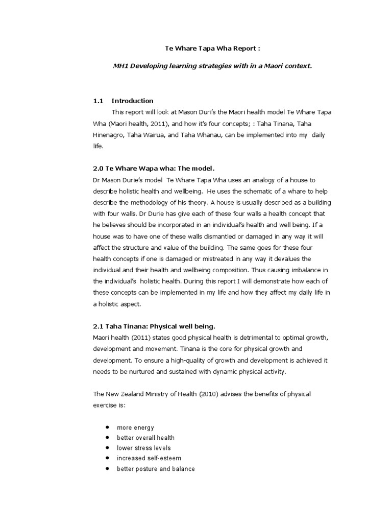 Te Whare Tapa Wha Health Model Insights | PDF | Health Care | Clinical ...