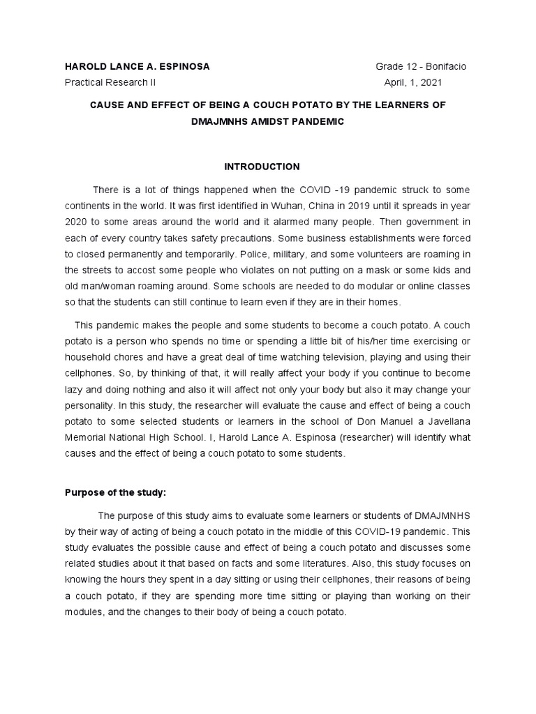 Practical Research II-espinosa, Harold | PDF | Sedentary Lifestyle ...