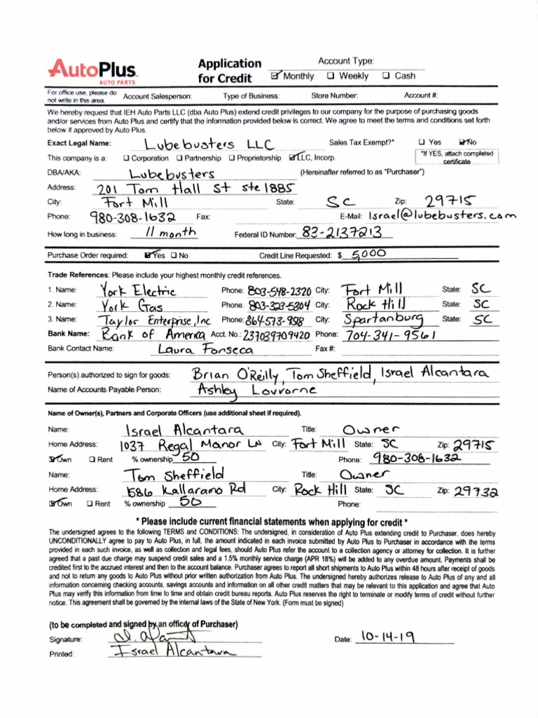 Auto Plus Credit Application | PDF | Guarantee | Surety