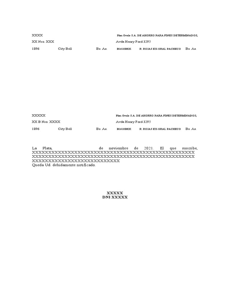 Carta Documento Modelo para Imprimir | PDF