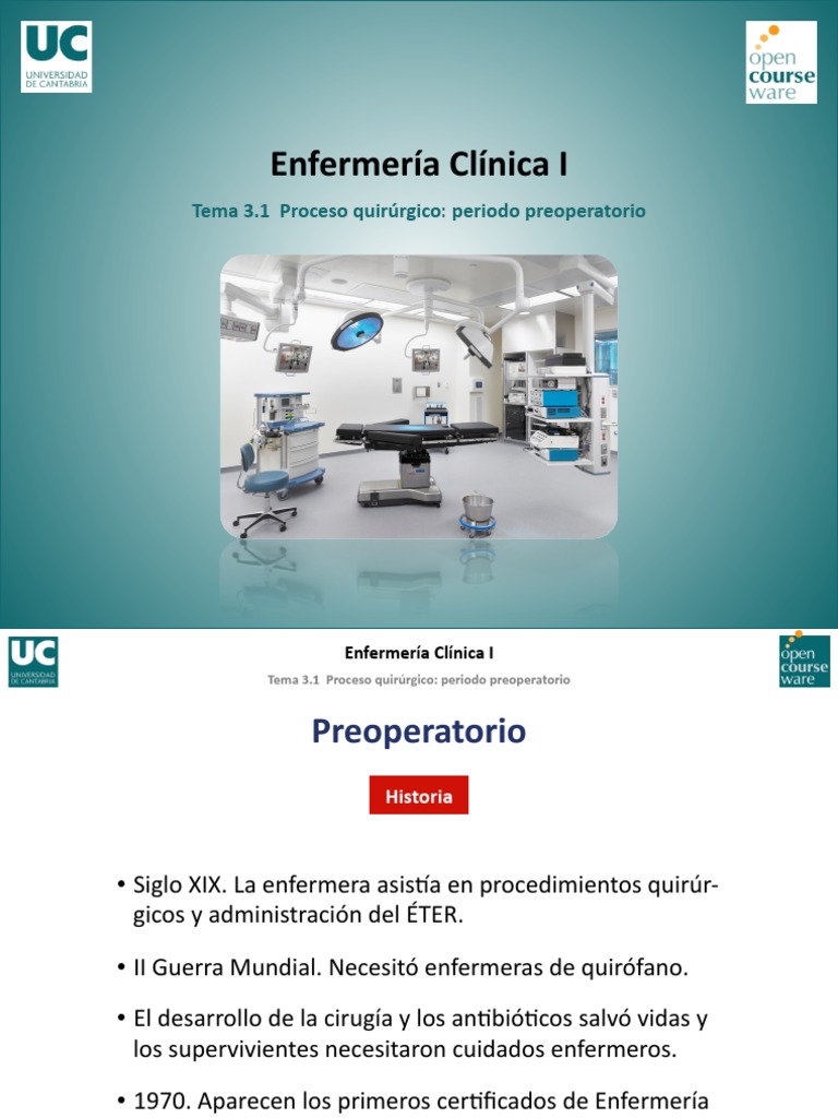 Tema 3.1 Proceso Quirurgico-Periodo Preoperatorio | PDF | Cirugía ...