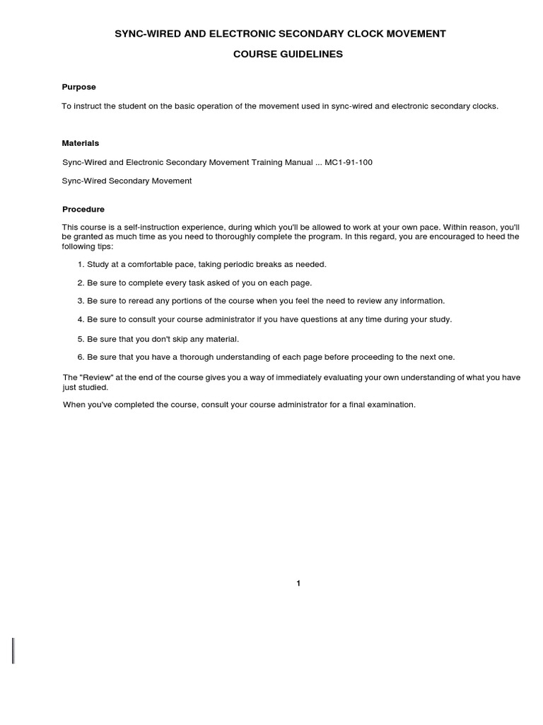 Simplex Sync Clock Wired Movement Instructions | PDF | Electric Motor ...