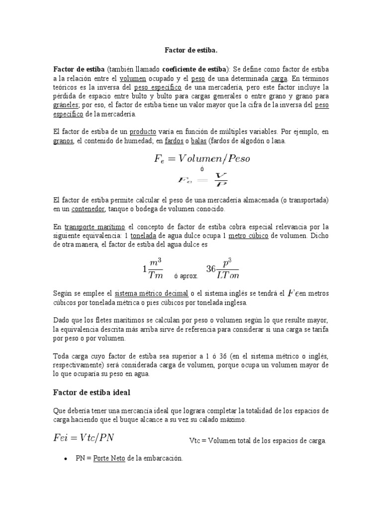 Concepto Factor de Estiba | PDF | Tecnología