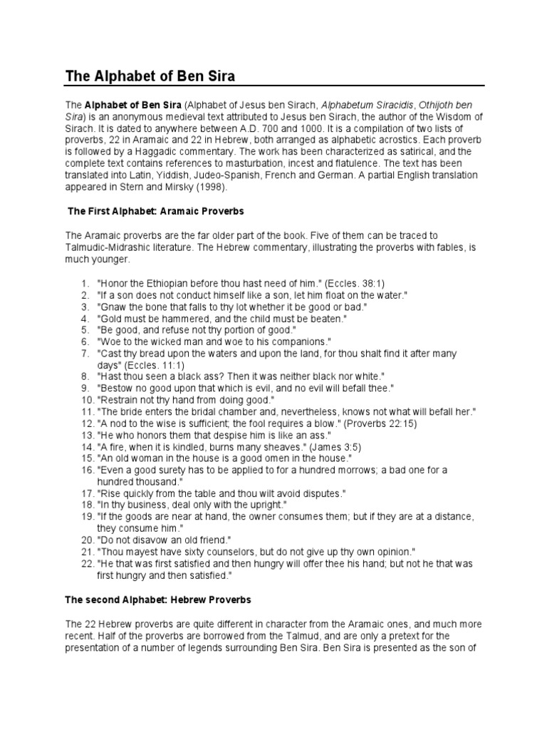 The Alpabet of Jesus Ben Sira | PDF | Lilith | Religious Texts