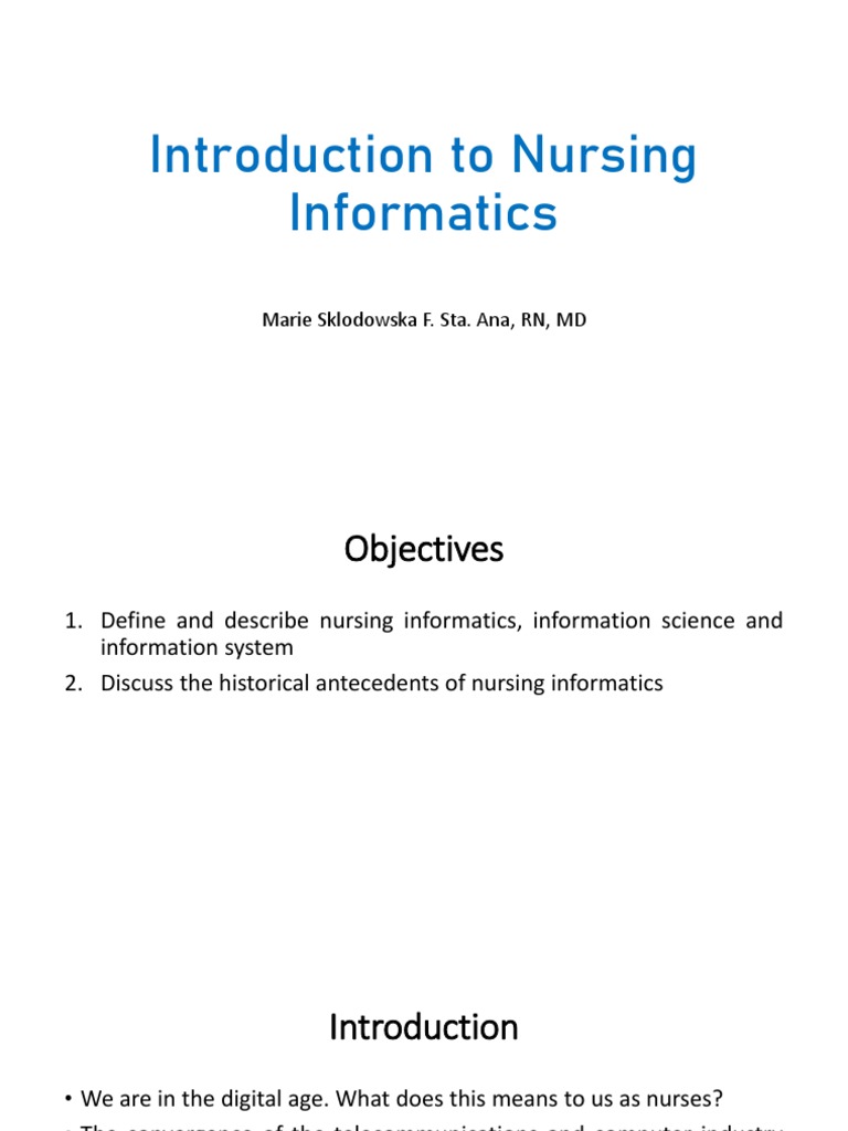 Introduction To Nursing Informatics | PDF | Health Informatics | Nursing