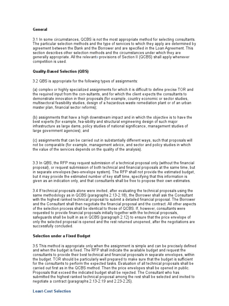 General: Least-Cost Selection | Download Free PDF | Non Governmental ...