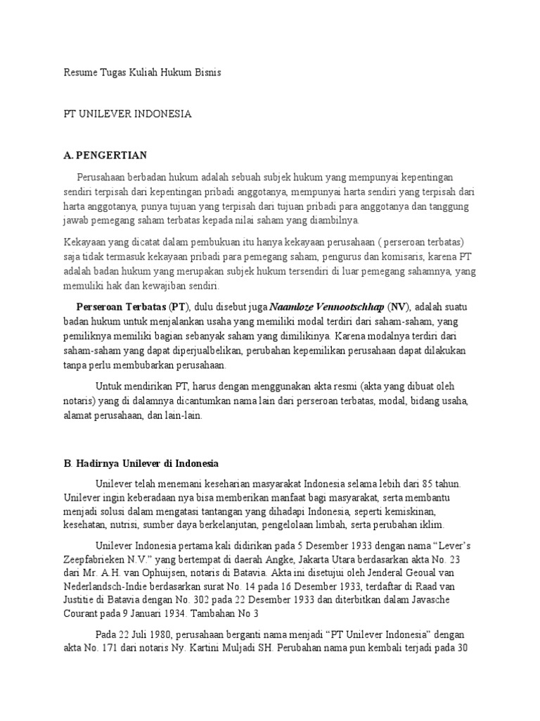 Resume Pt. Unilever Indonesia | PDF Resume Pt. Unilever Indonesia | PDF