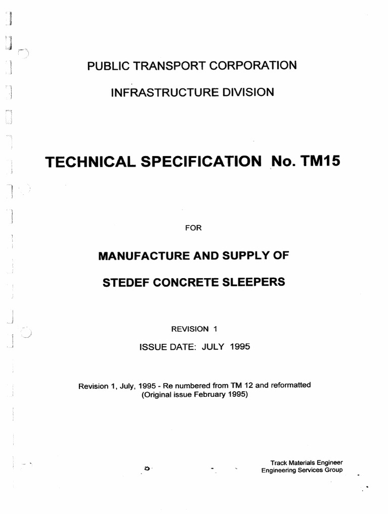 TM15 (1.0) Manufacture and Supply of STEDEF Concrete Sleepers | PDF