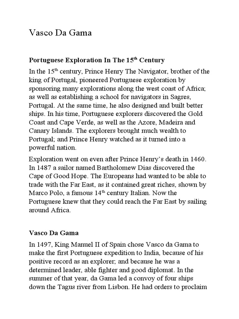 Vasco Da Gama | PDF | Portugal | Exploration