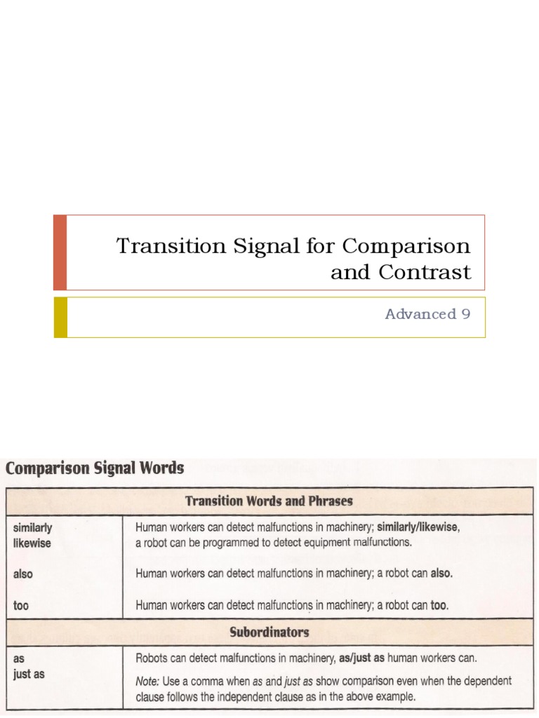 Transition Signal Comparison and Contrast | PDF