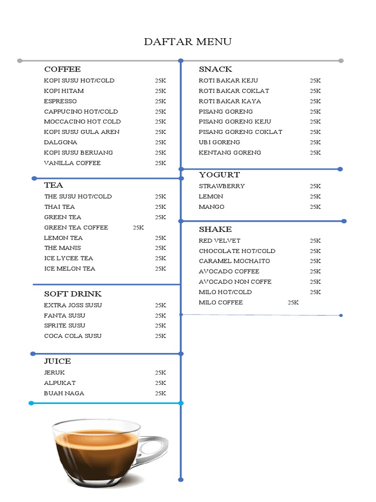 Daftar Menu: Coffee Snack | PDF