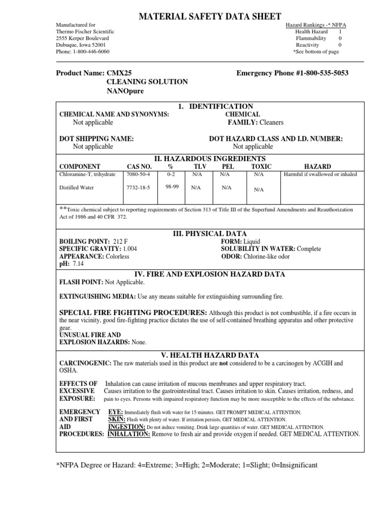 CMX25 Msds | PDF | Water | Firefighting