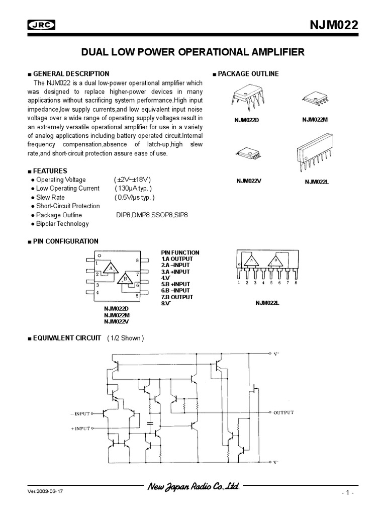 Dual Low Power Operational Amplifier | PDF | Operational Amplifier | Amplifier