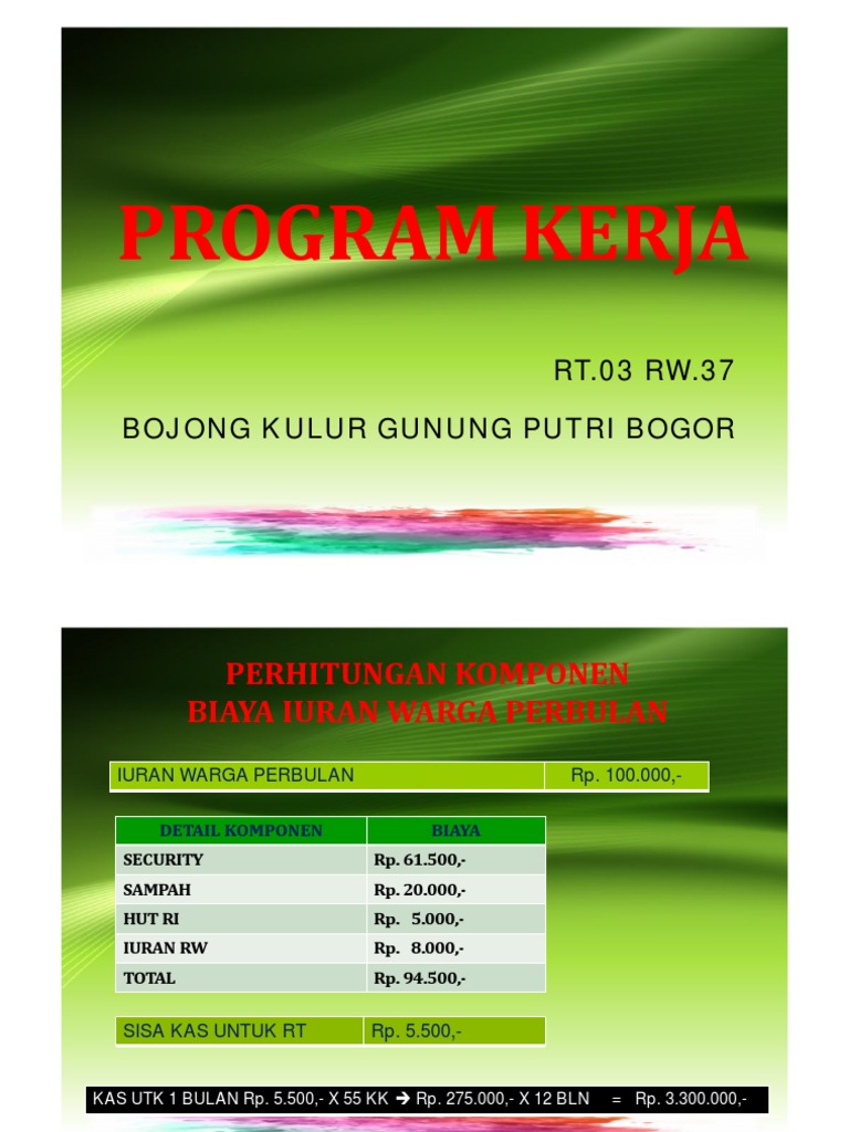 Program Kerja RT 3 | PDF