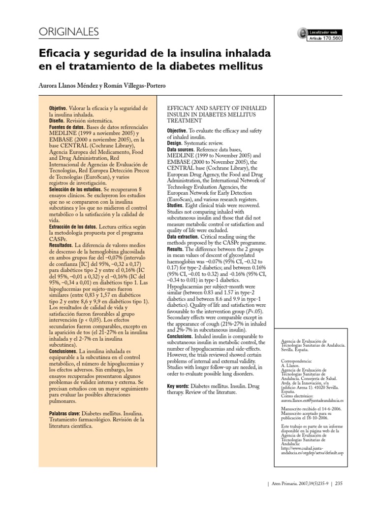 Insulina Inhalada | PDF | Diabetes | Insulina