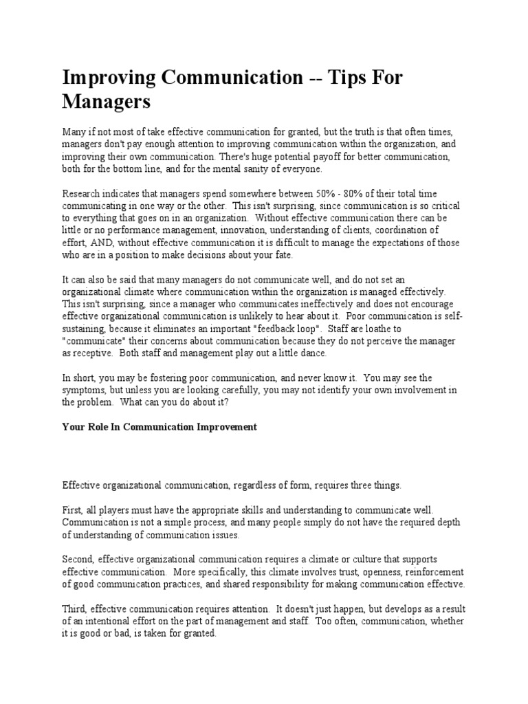 Tips for Managers to Enhance Communication | PDF | Communication ...