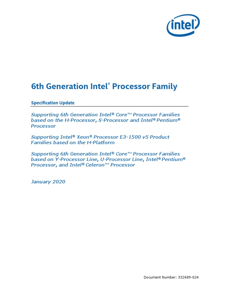 024 6th Generation Intel Processor Family Spec Update | PDF | Intel ...