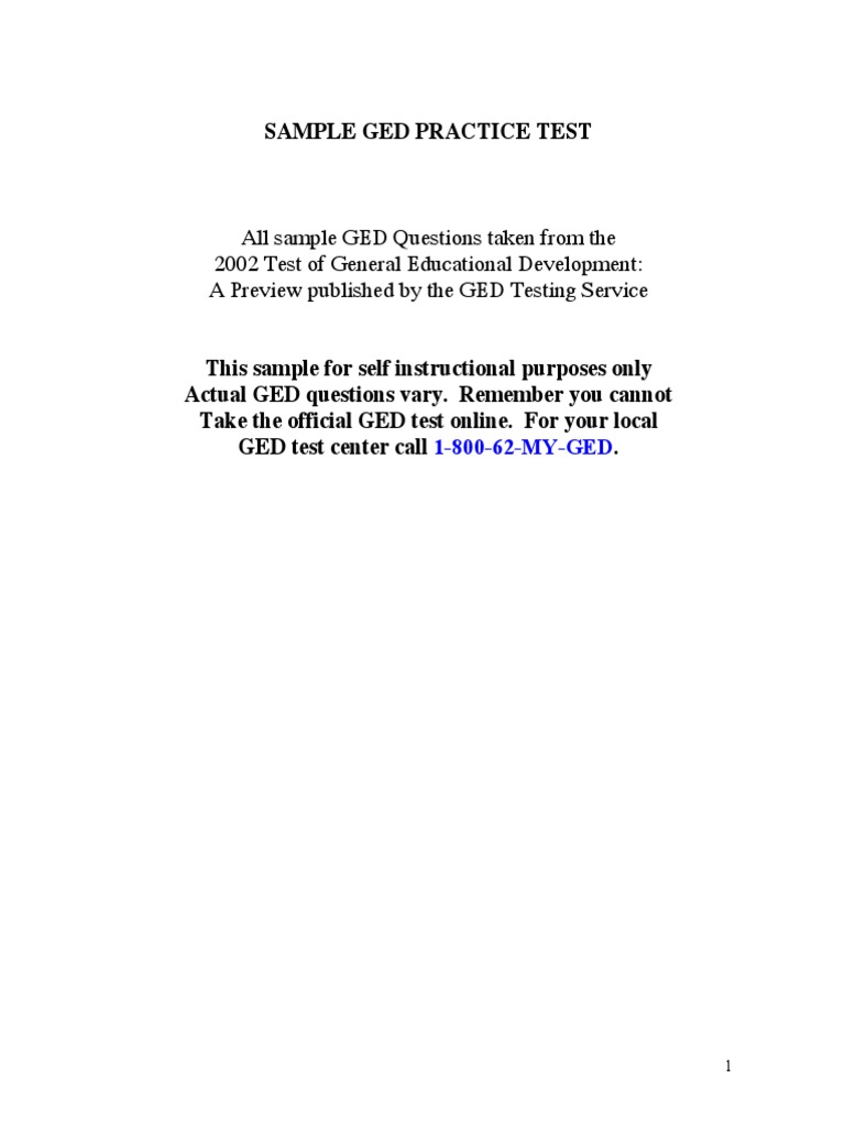 Ged Sample Practice Test | PDF | Immigration | Essays