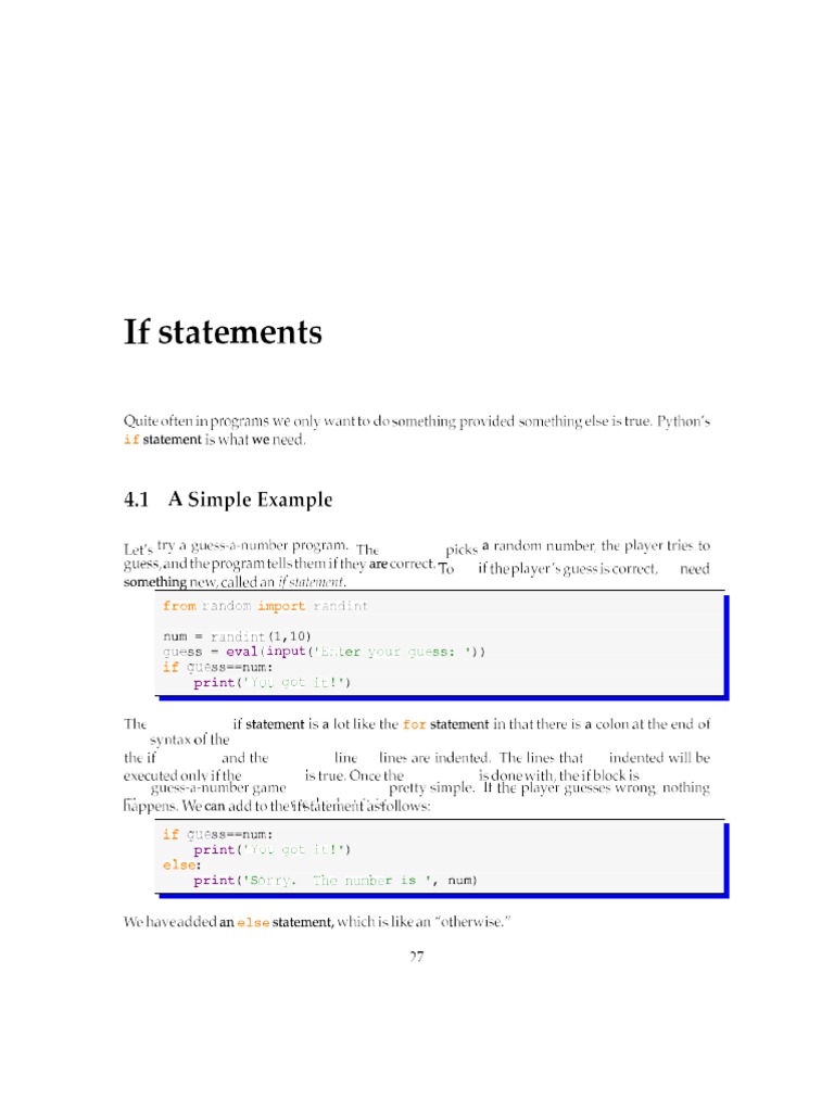 Python Lesson - If Statements | PDF