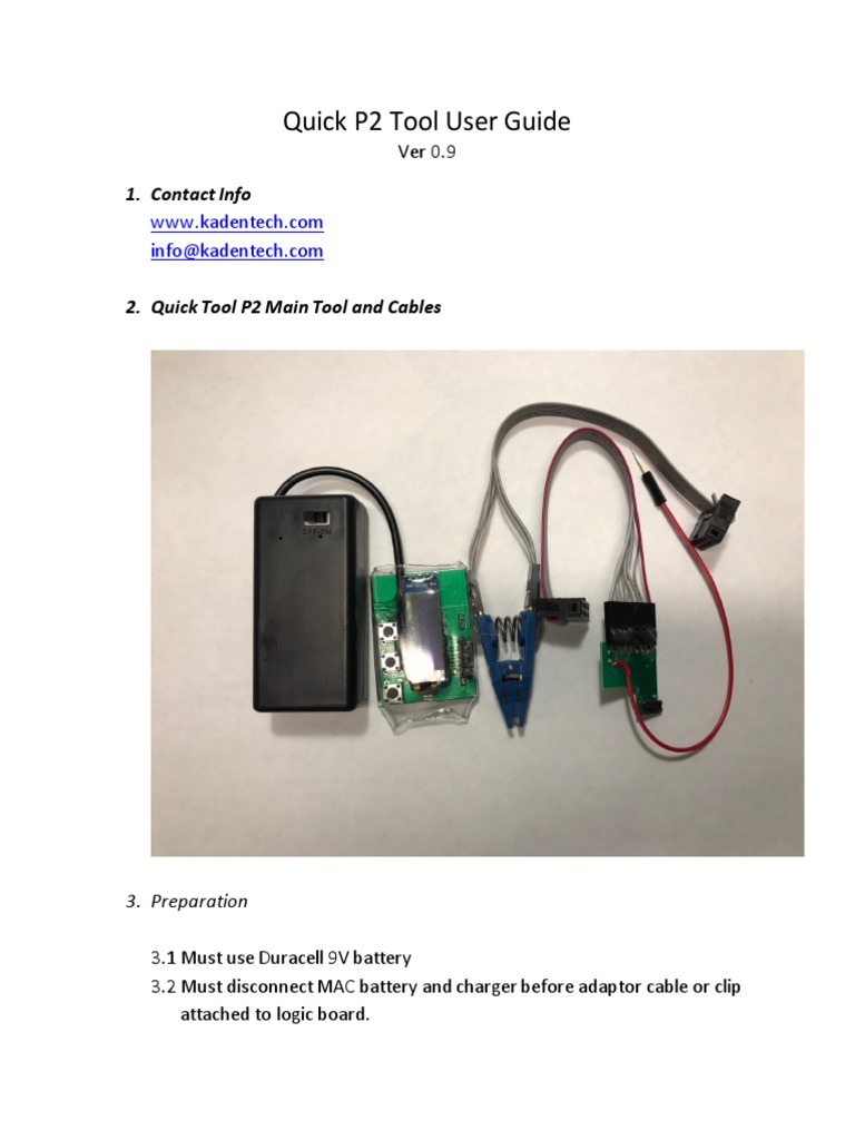 Quick P2 Tool User Guide 0.9 | PDF | Electrical Connector | Apple Inc.