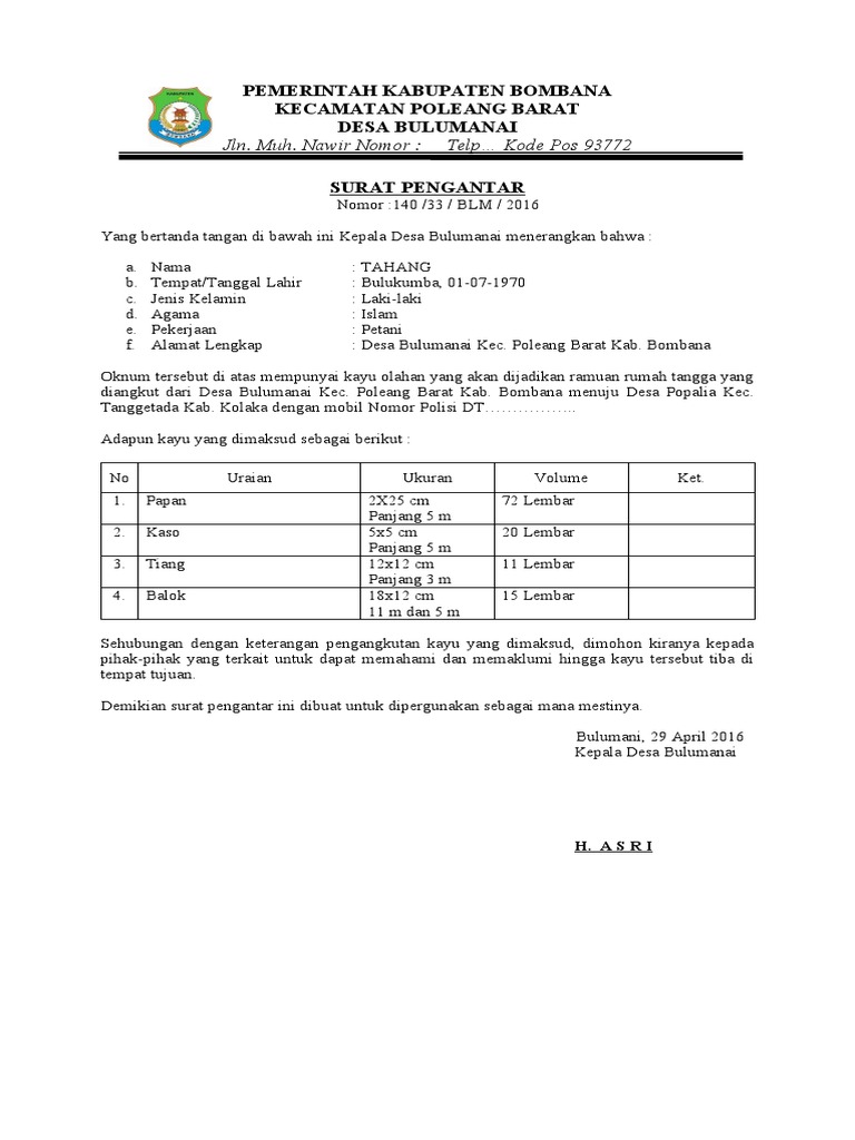 Surat Keterangan Kayu | PDF