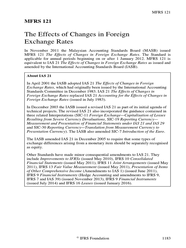 BV2018 - MFRS 121 | PDF | International Financial Reporting Standards ...