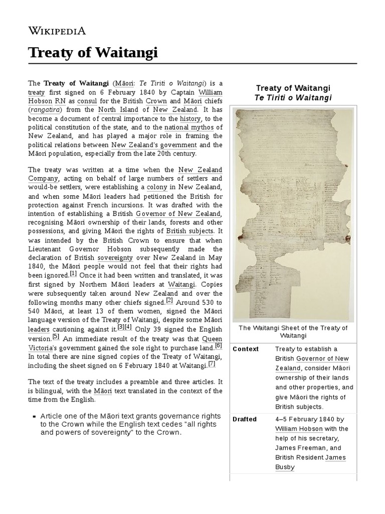 Treaty of Waitangi | PDF | Indigenous Peoples Of Polynesia | New Zealand