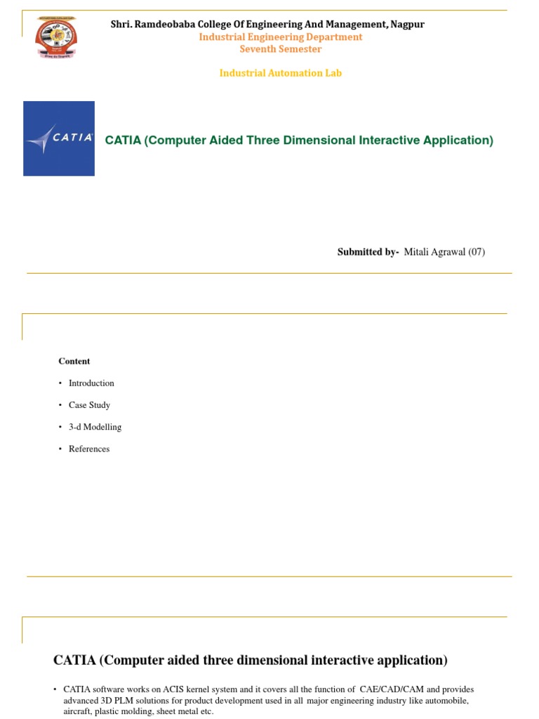 CATIA (Computer Aided Three Dimensional Interactive Application) | PDF ...
