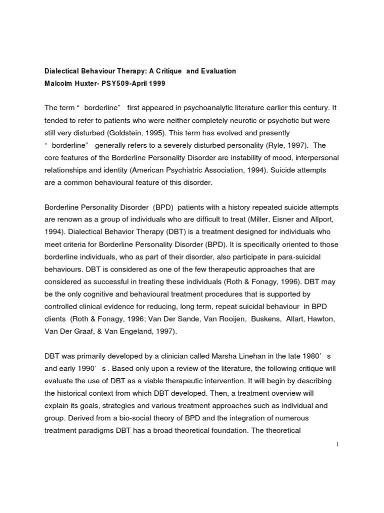 DBT Review | PDF | Dialectical Behavior Therapy | Borderline ...