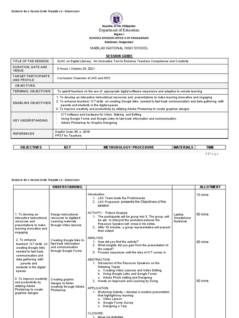 Lac Session Guide | PDF | Educational Technology | Adobe Photoshop