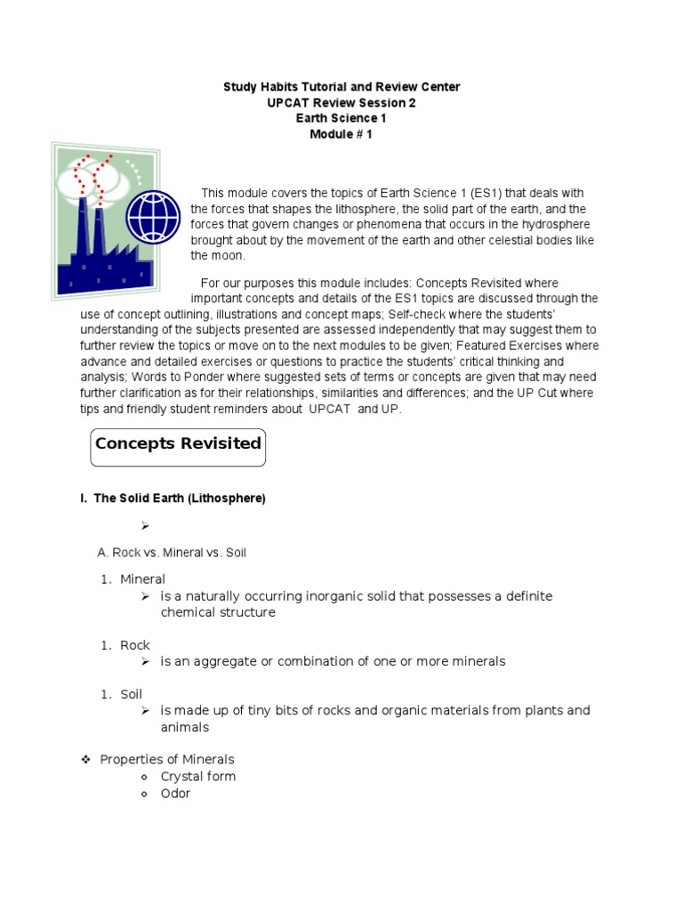 UPCAt Earth Science Module 1 | PDF | Rock (Geology) | Plate Tectonics