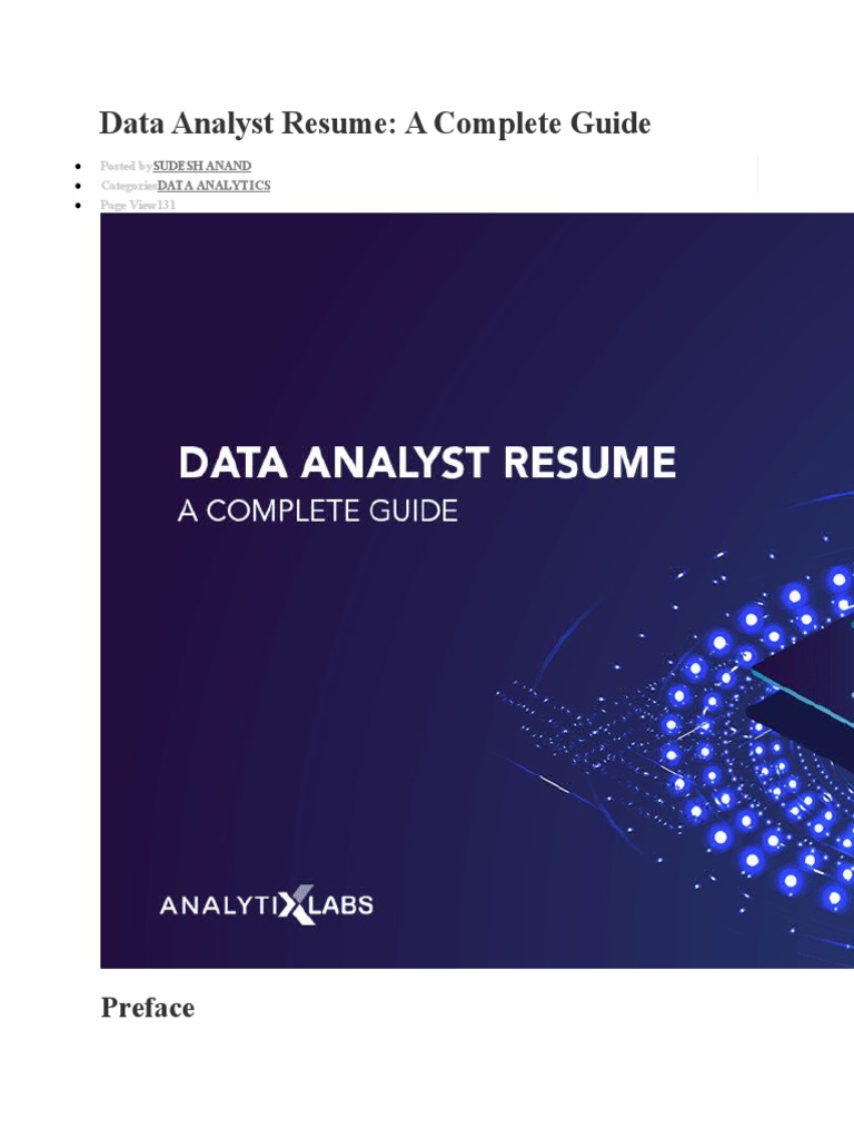 Data Analyst Resume: A Complete Guide: Preface | PDF | Data Analysis ...
