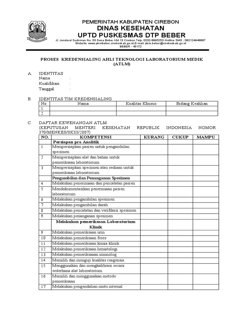 Form Kredensial Atlm | PDF