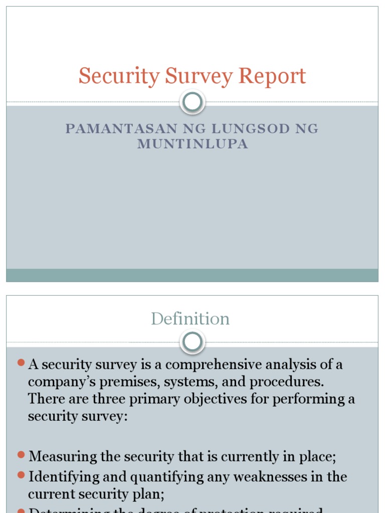 Security Survey Report | PDF | Employment | Physical Security