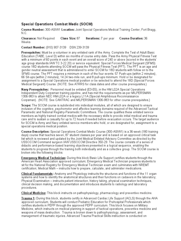 SOCM Course Overview and Requirements | PDF | Emergency Medical ...