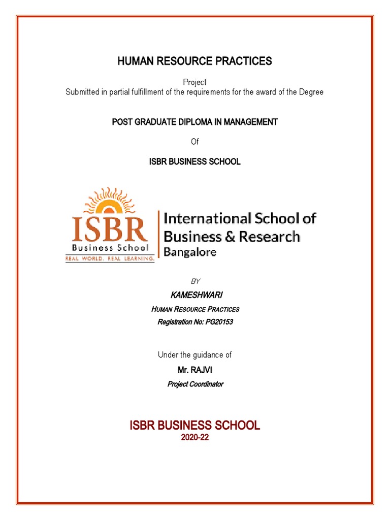 HR Practice - Kameshwari (Cover Page) | PDF | Cognition