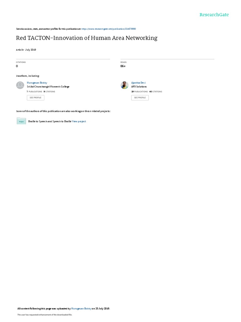 Red TACTON-Innovation of Human Area Networking: An Analysis of This New ...