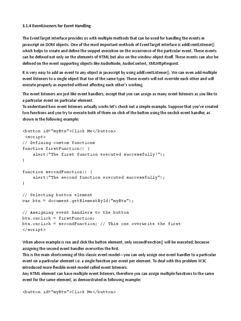 3.1.4 Eventliseners For Event Handling | Download Free PDF | Parameter ...