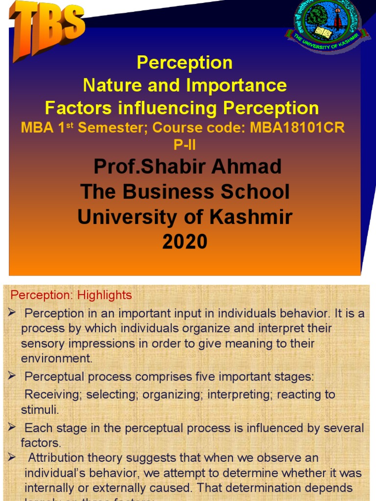 Perception Nature and Importance Factors Influencing Perception | PDF | Perception | Bias