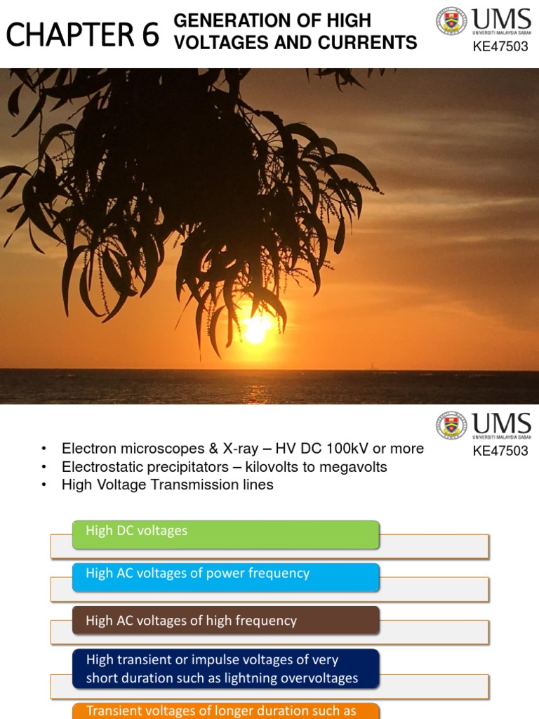 KE47503 High Voltage Chapter 6 - Generation of High Volatges and Currents (Autosaved) | PDF ...