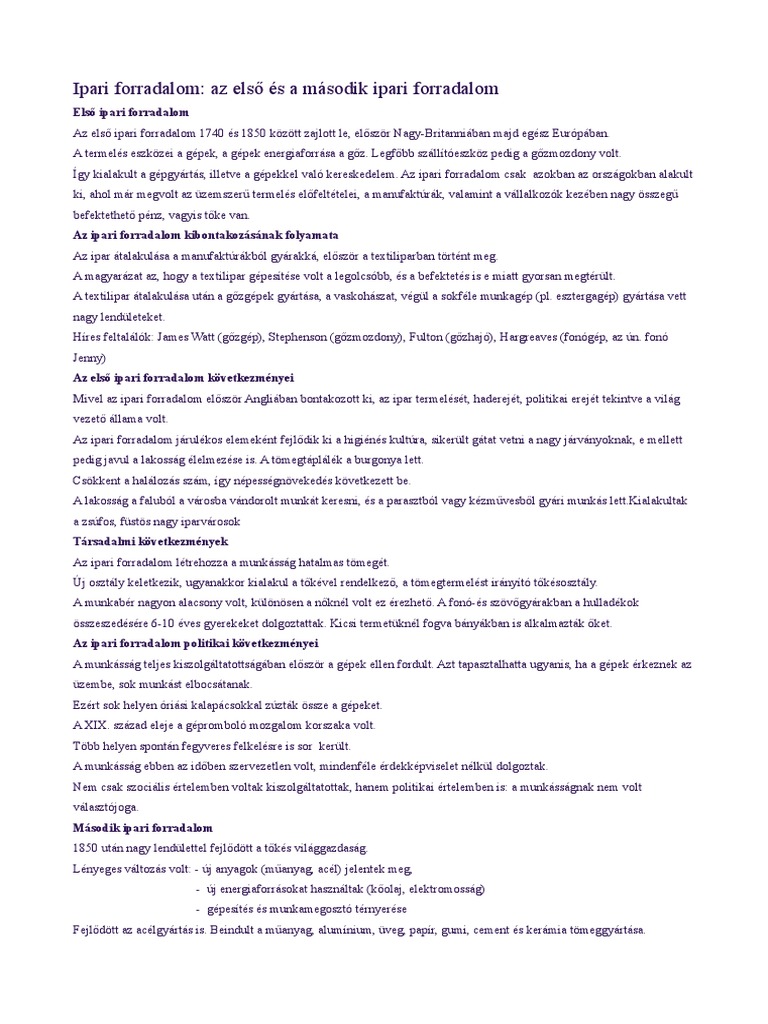 Az Ipari Forradalom | PDF