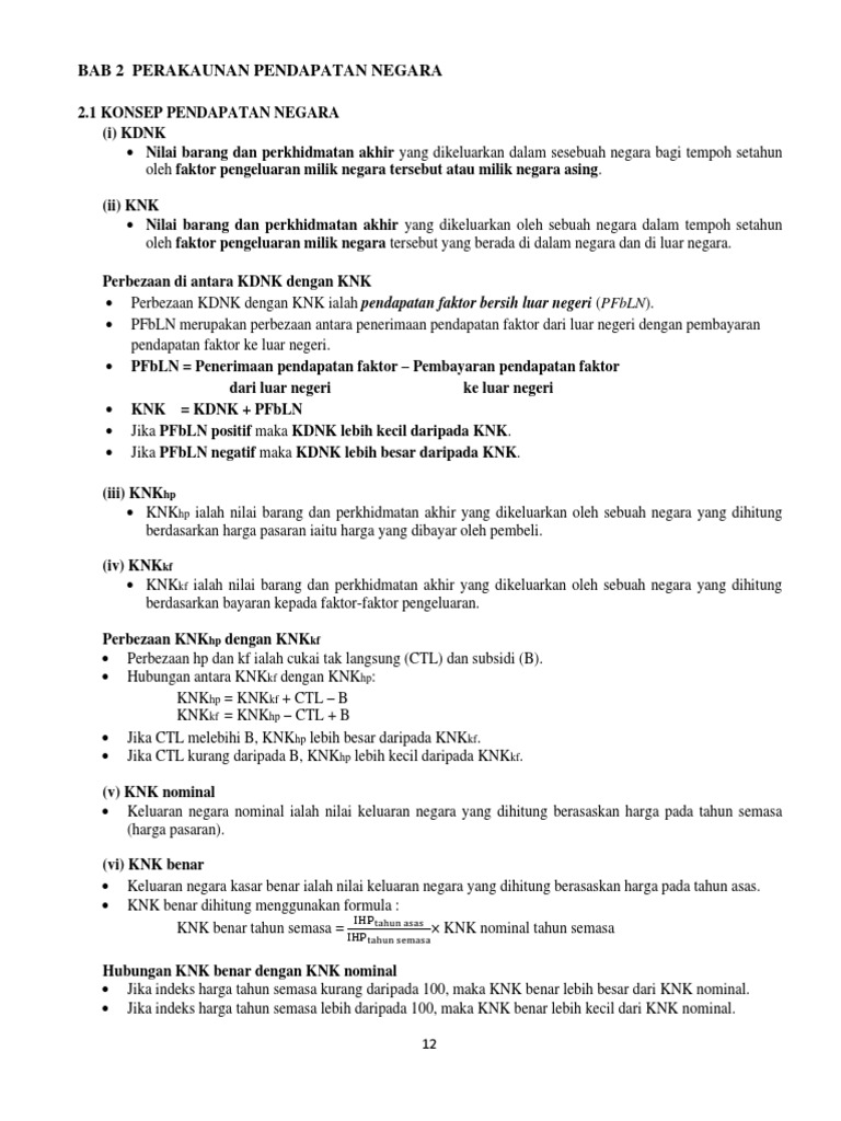 EKO Bab 2 PERAKAUNAN PENDAPATAN NEGARA | PDF