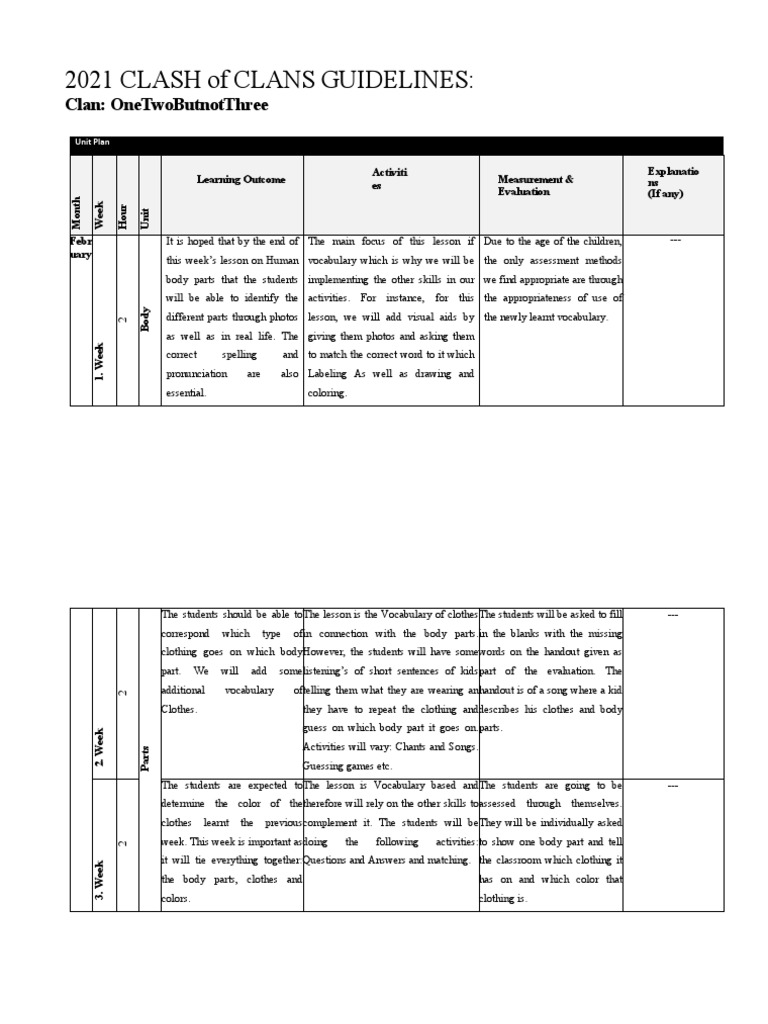 Clash - Final | PDF | Educational Assessment | Lesson Plan