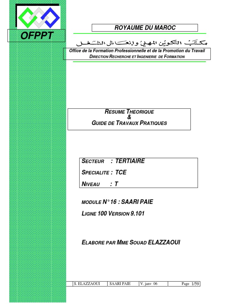 Guide Pratique SAARI PAIE ISGI Marrakech | PDF | Bulletin de salaire ...