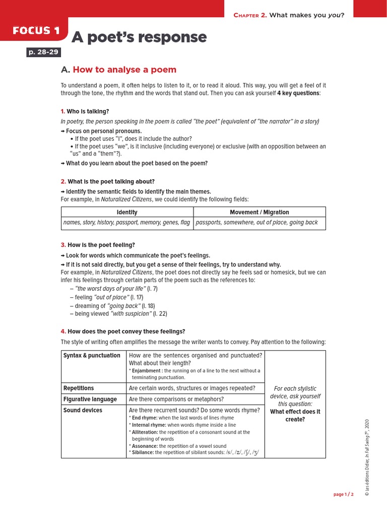How To Analyse A Poem Pdf Poetry Rhyme