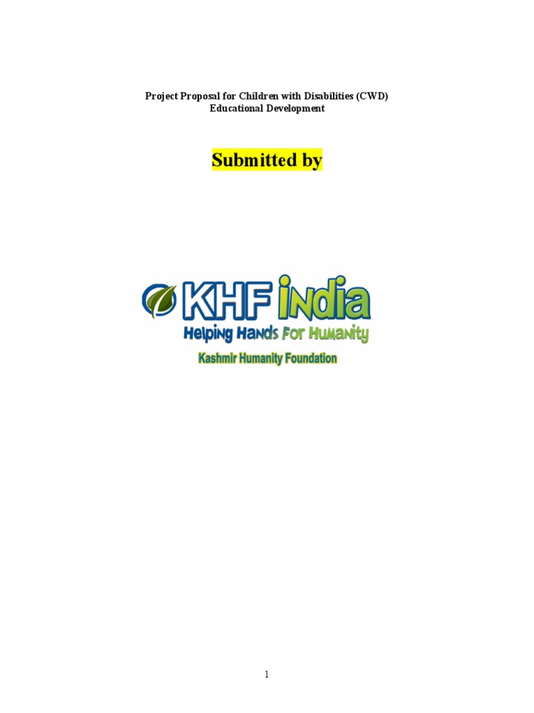 Submitted By: Project Proposal For Children With Disabilities (CWD ...