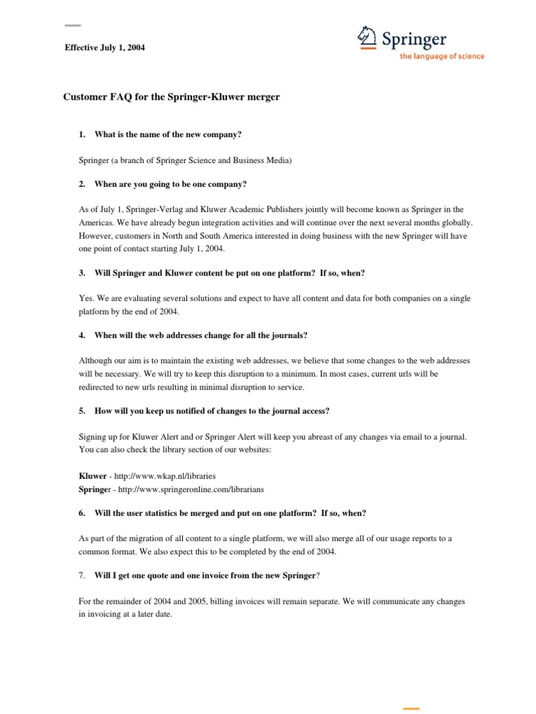 Springer FAQ 7 04 | PDF | Springer Science+Business Media | World Wide Web