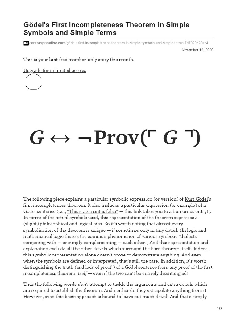 Gödels First Incompleteness Theorem in Simple Symbols and Simple Terms ...